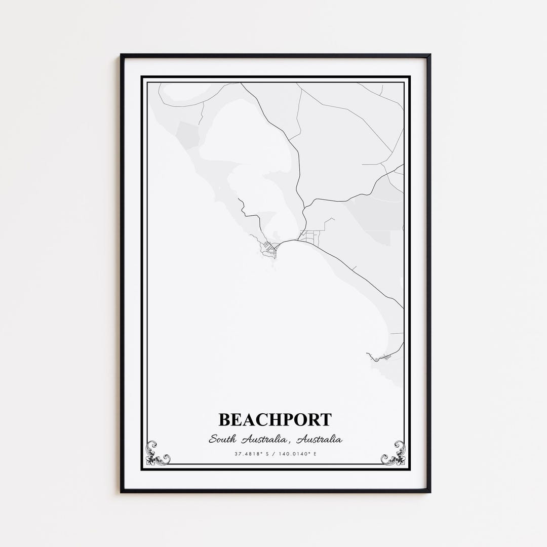 Beachport Map Print, Beachport South Australia Wall Art Poster ...
