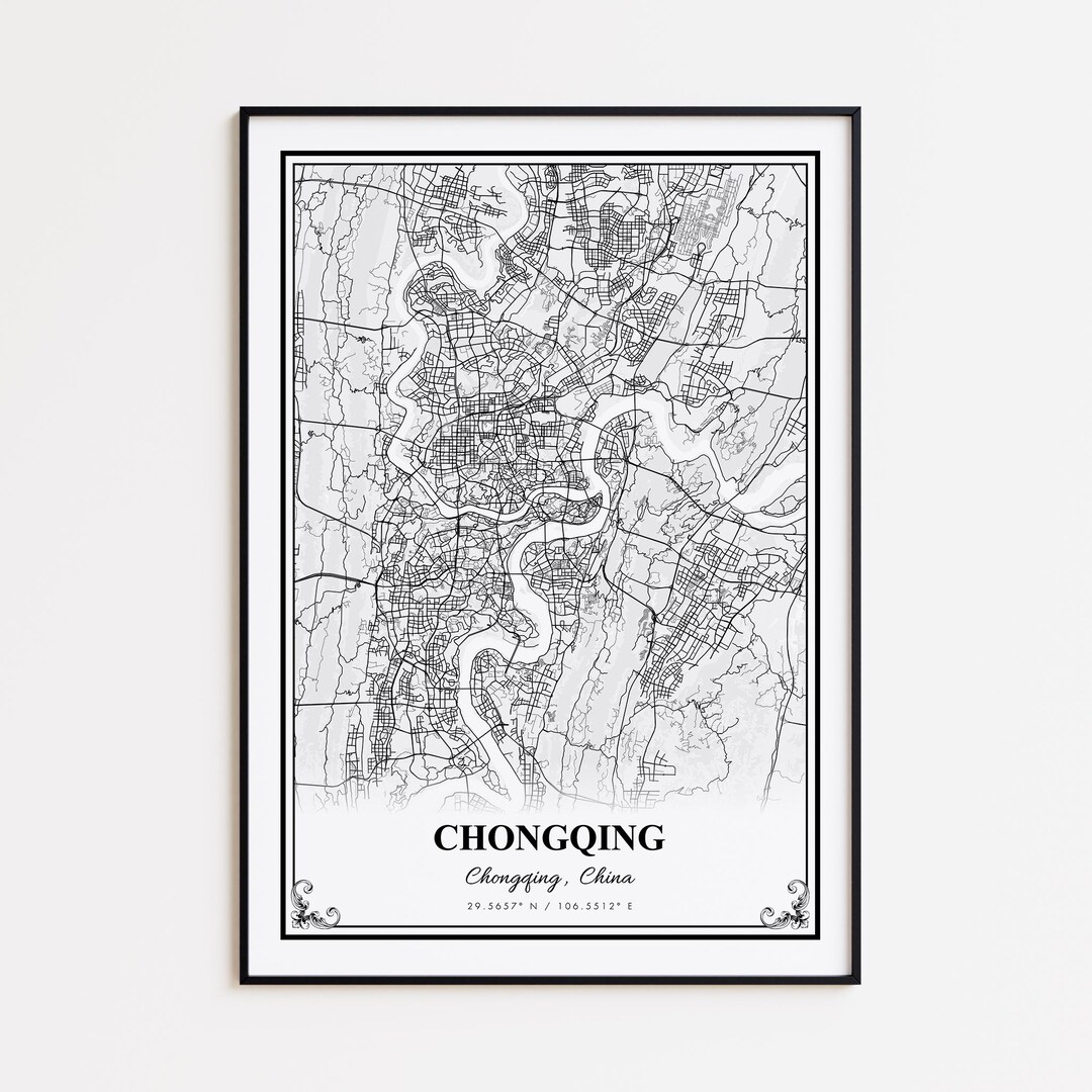 Chongqing Map Print, Chongqing China Wall Art Poster, Chongqing Custom ...