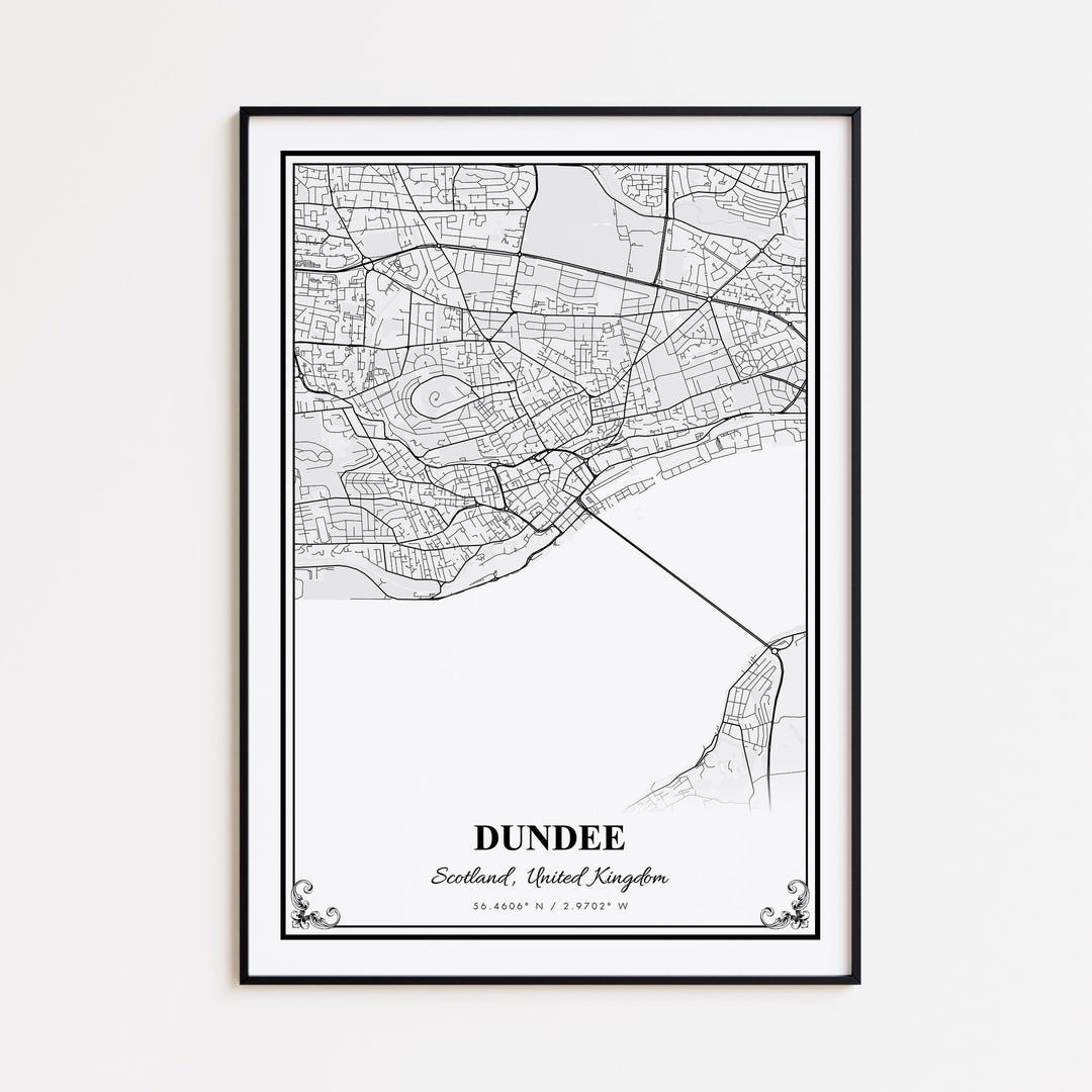 Dundee Map Print, Dundee Scotland Wall Art Poster, Dundee Custom Street ...