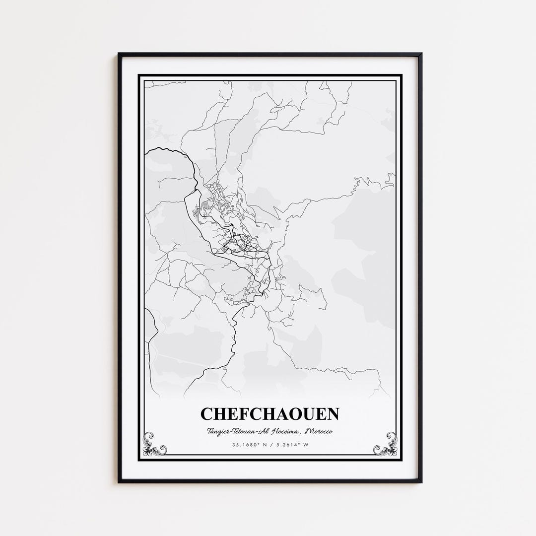 Chefchaouen Map Print, Chefchaouen Tangier-tetouan-al Hoceima Wall Art ...