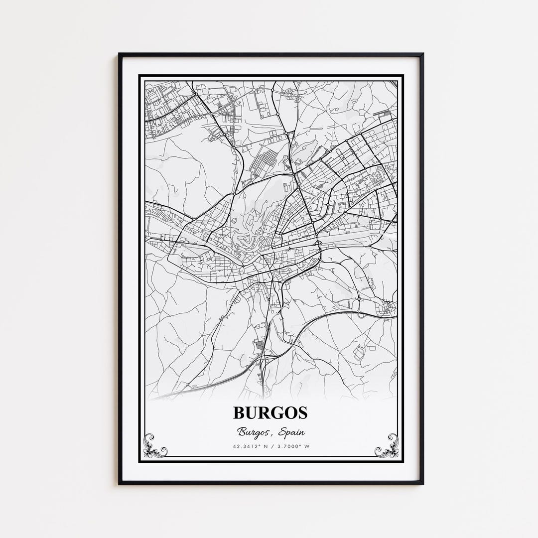Burgos Map Print, Burgos Spain Wall Art Poster, Burgos Custom Street ...