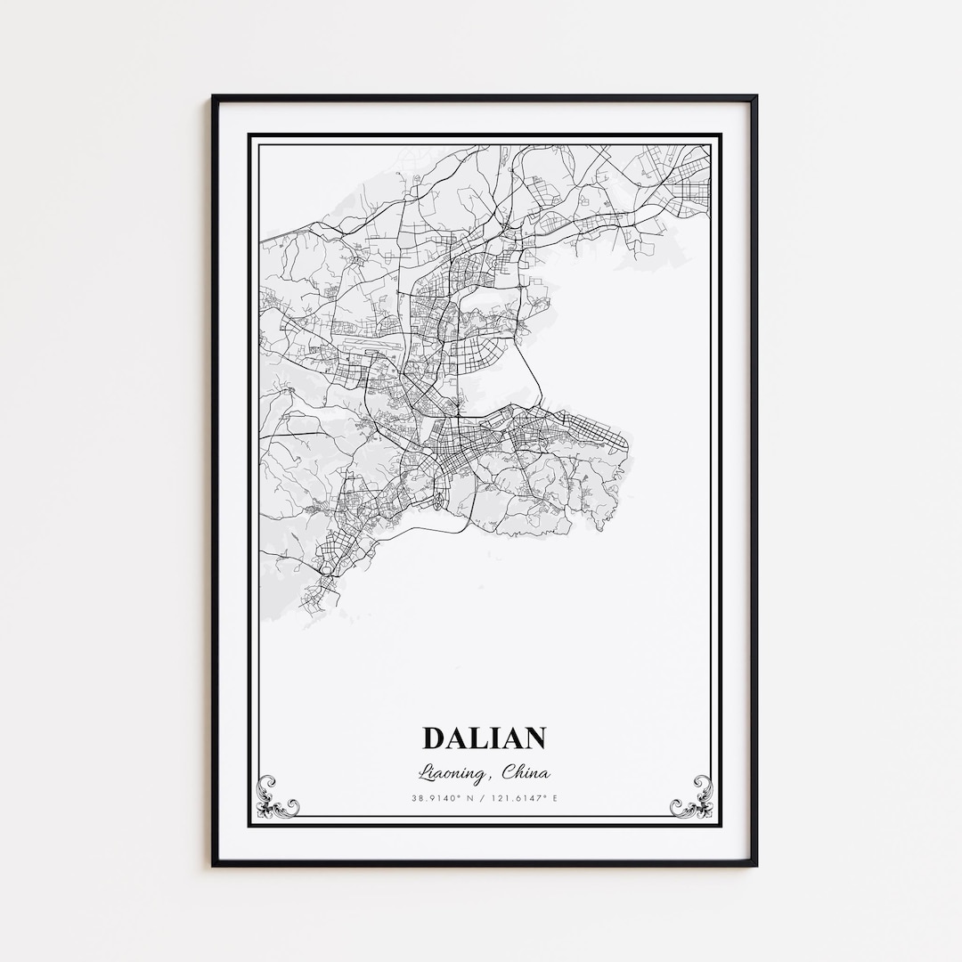 Dalian Map Print, Dalian Liaoning Wall Art Poster, Dalian Custom Street ...