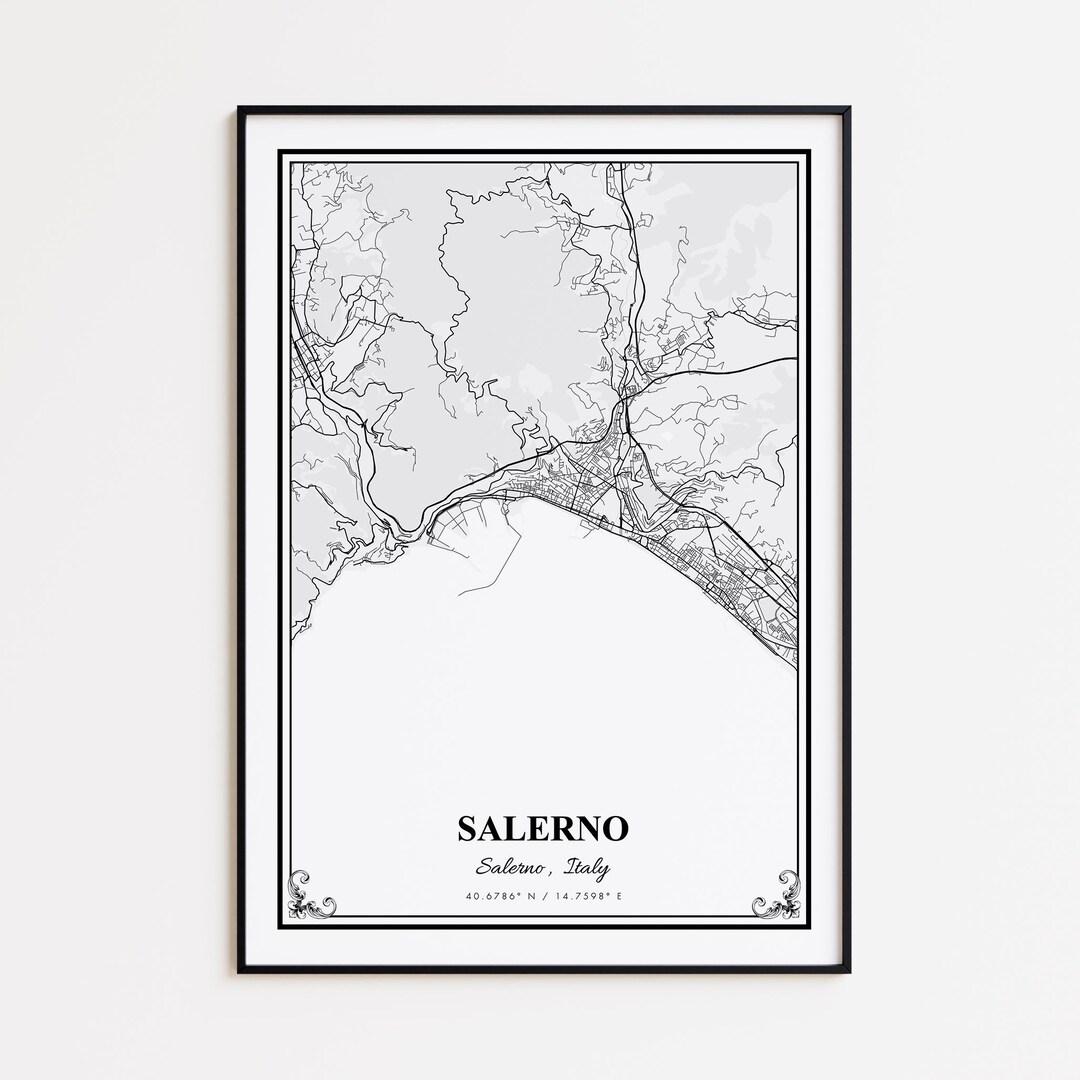 Salerno Map Print, Salerno Italy Wall Art Poster, Salerno Custom Street ...