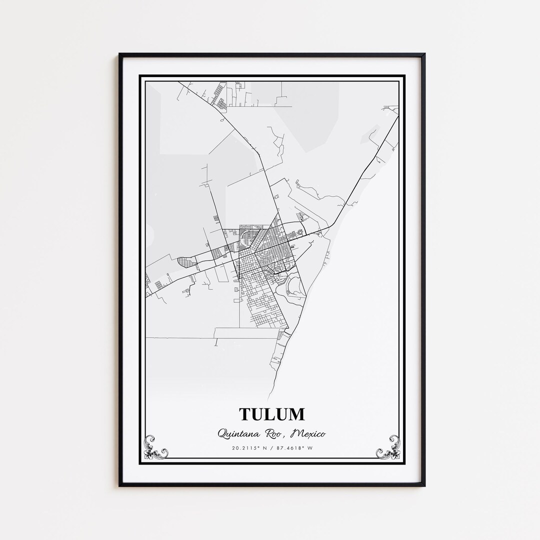 Tulum Map Print, Tulum Quintana Roo Wall Art Poster, Tulum Custom ...