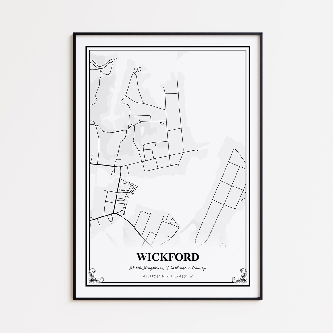 Wickford Map Print, Wickford North Kingstown Wall Art Poster, Wickford ...