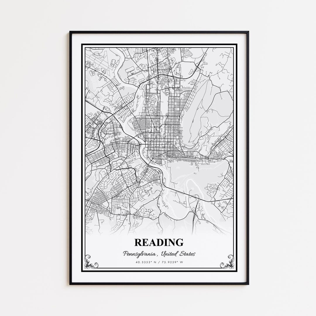 Reading Map Print, Reading Pennsylvania Wall Art Poster, Reading Custom ...