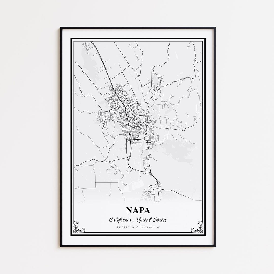 Napa Map Print, Napa California Wall Art Poster, Napa Custom Street Map ...
