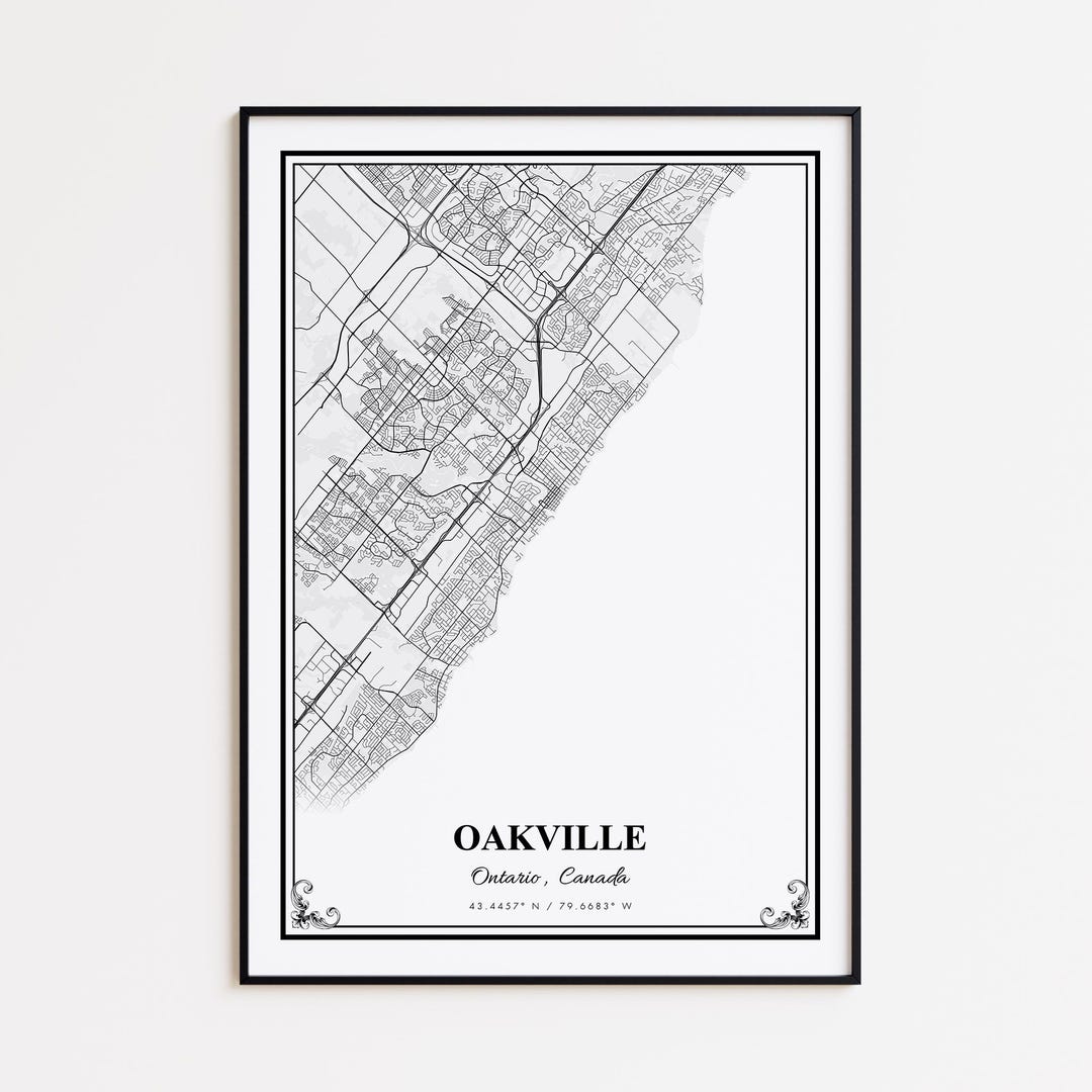 Oakville Map Print, Oakville Ontario Wall Art Poster, Oakville Custom ...