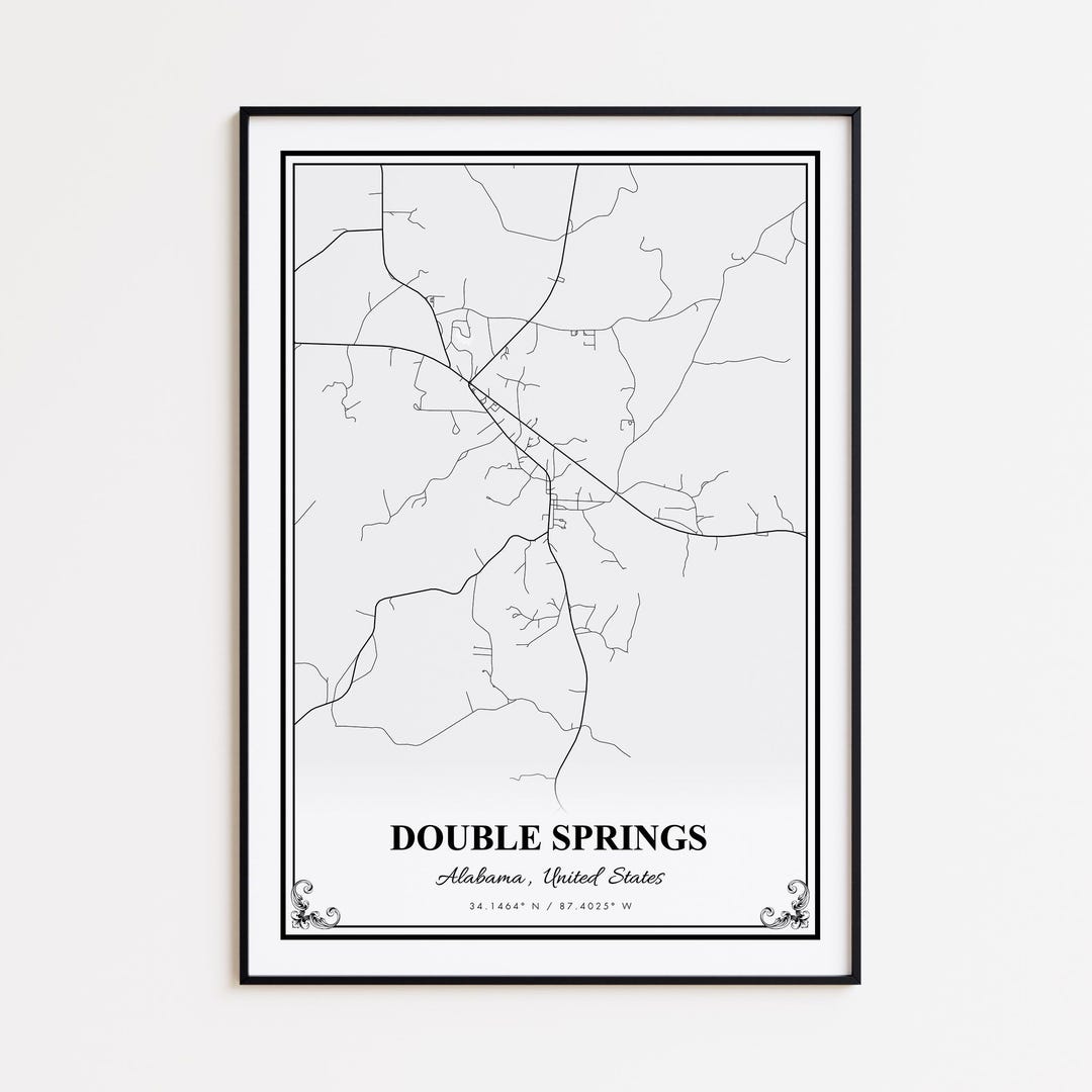 Double Springs Map Print, Double Springs Alabama Wall Art Poster ...