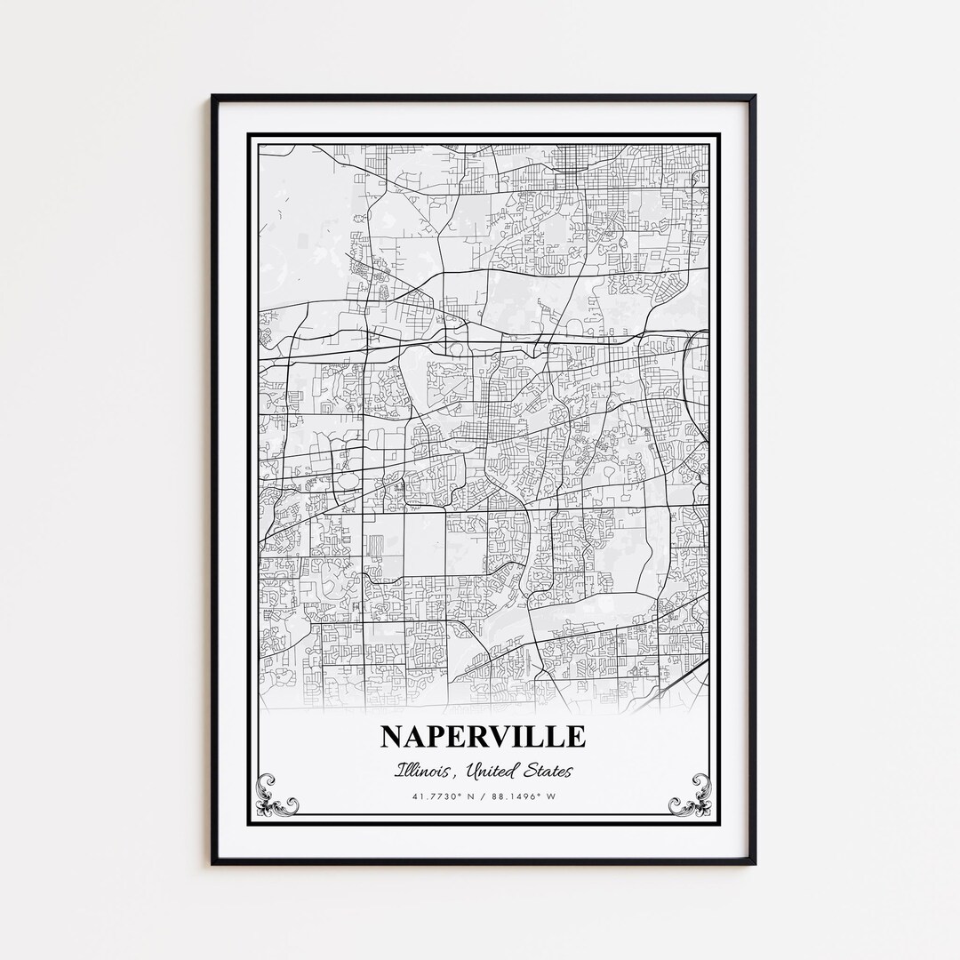 Naperville Map Print, Naperville Illinois Wall Art Poster, Naperville ...