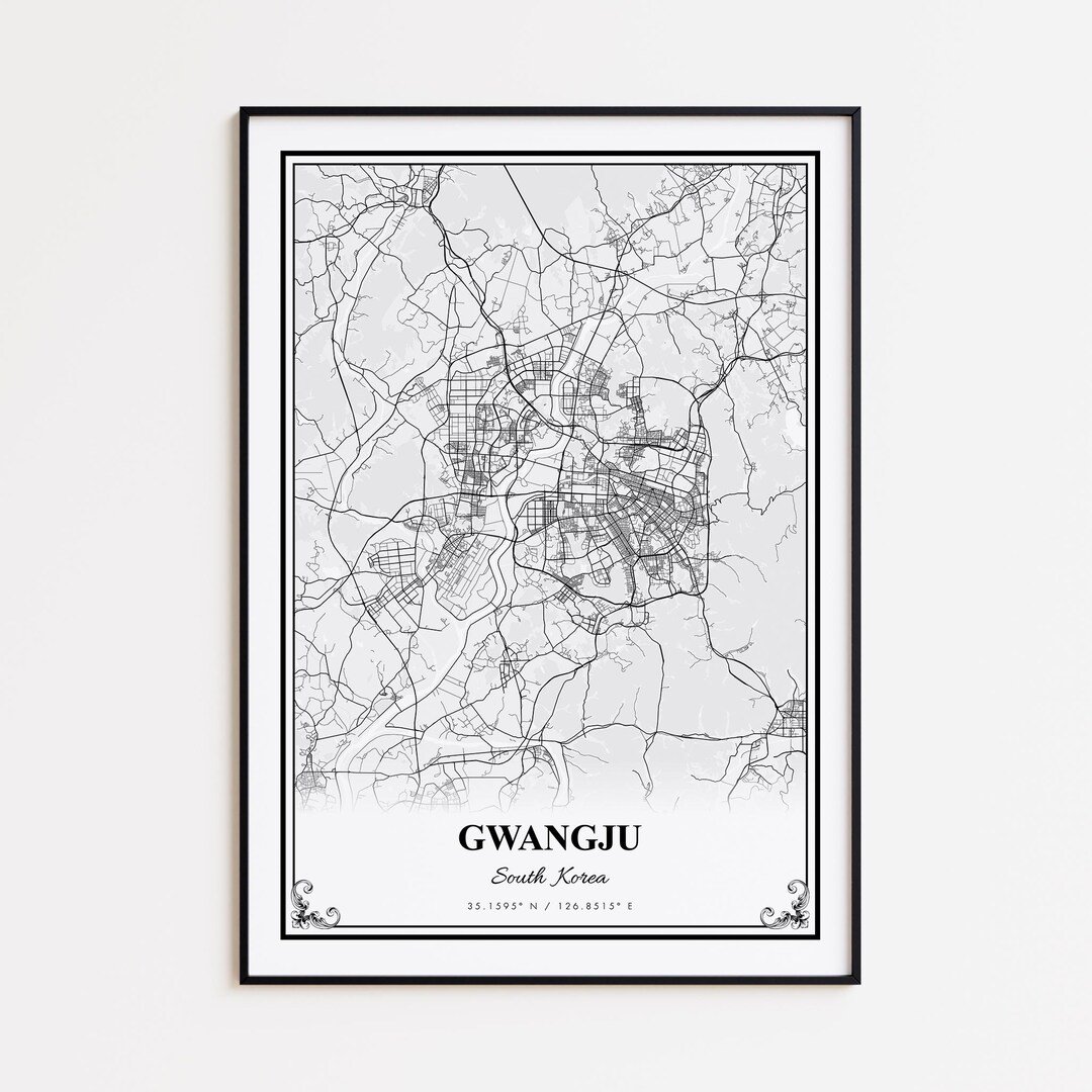 Gwangju Map Print, Gwangju South Korea Wall Art Poster, Gwangju Custom ...
