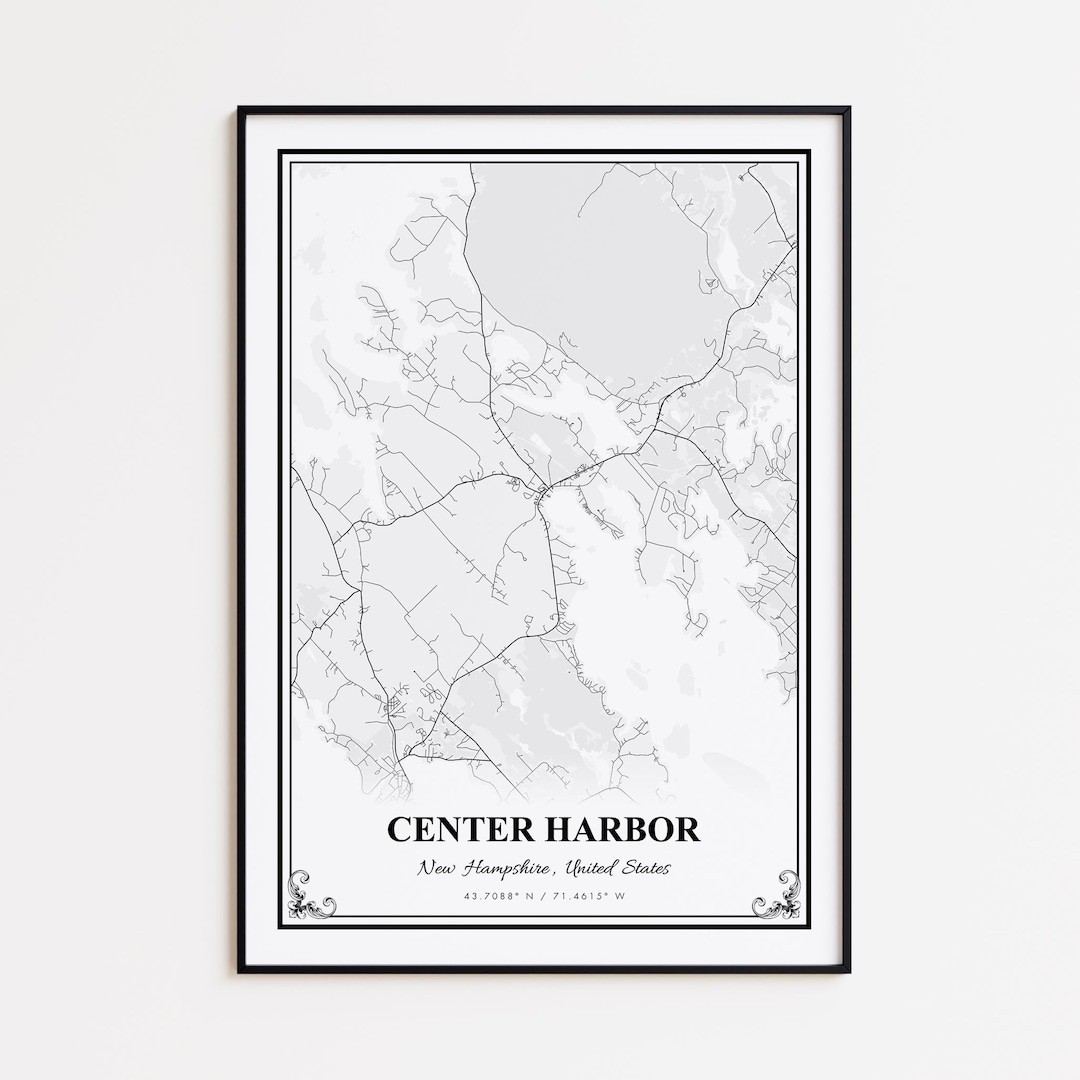 Center Harbor Map Print, Center Harbor New Hampshire Wall Art Poster ...