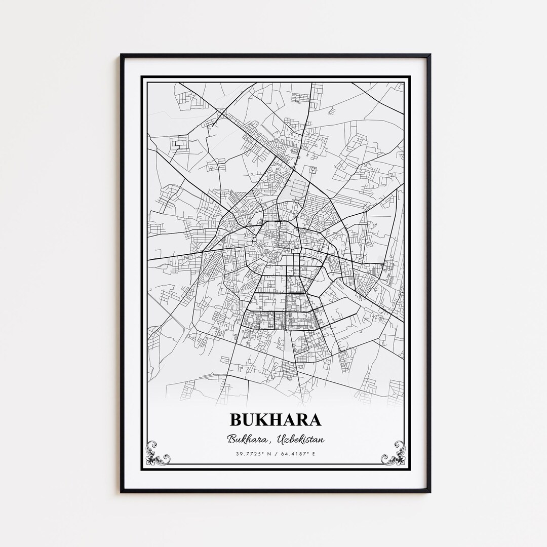 Bukhara Map Print, Bukhara Uzbekistan Wall Art Poster, Bukhara Custom ...