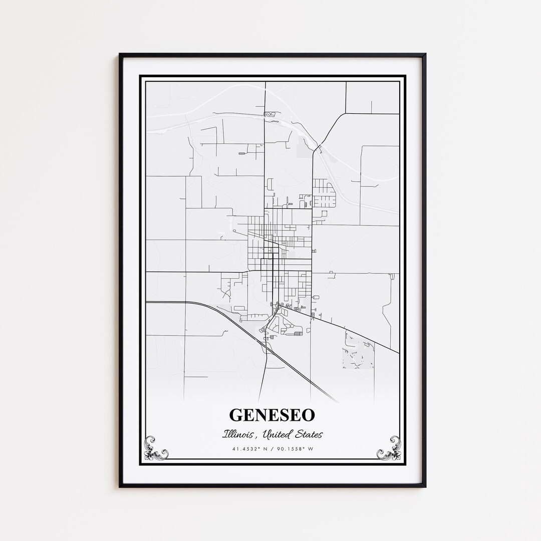 Geneseo Map Print, Geneseo Illinois Wall Art Poster, Geneseo Custom ...