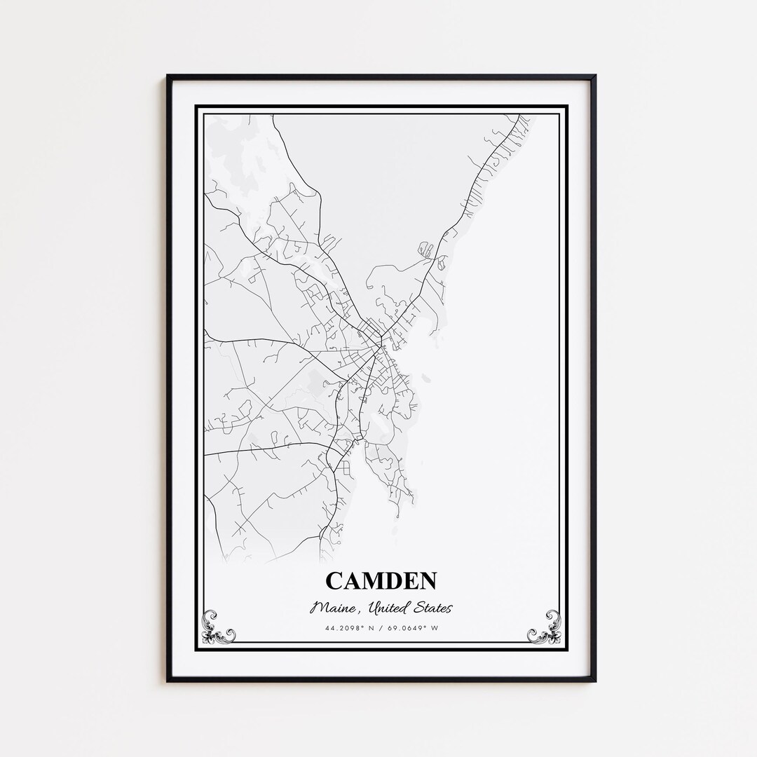 Camden Map Print, Camden Maine Wall Art Poster, Camden Custom Street ...