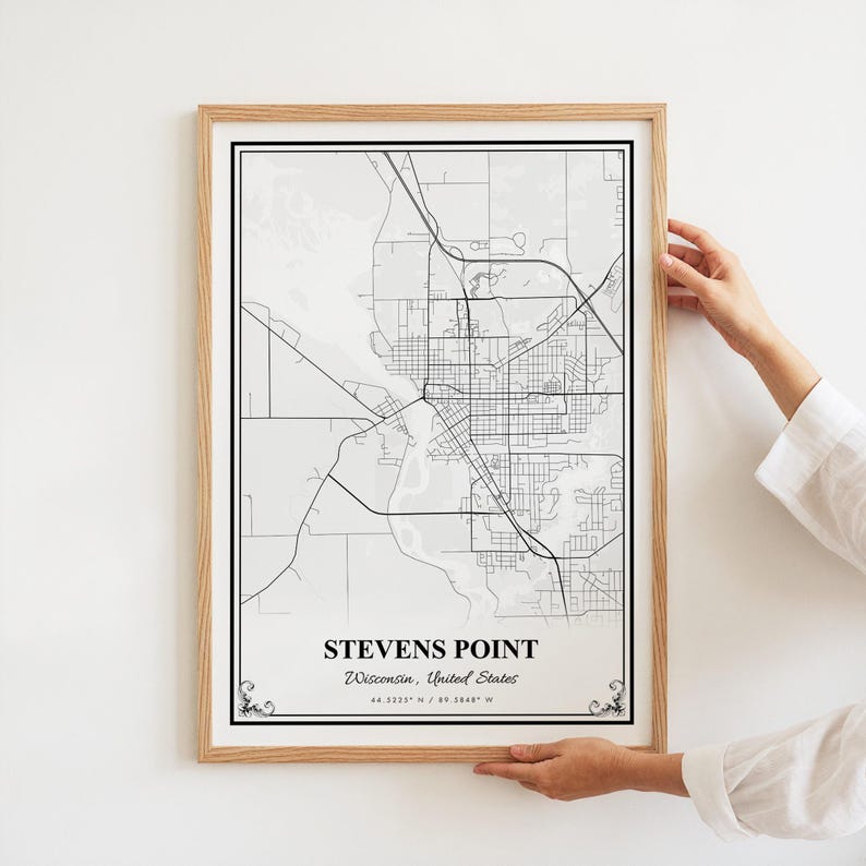 Stevens Point Map Print, Stevens Point Wisconsin Wall Art Poster ...