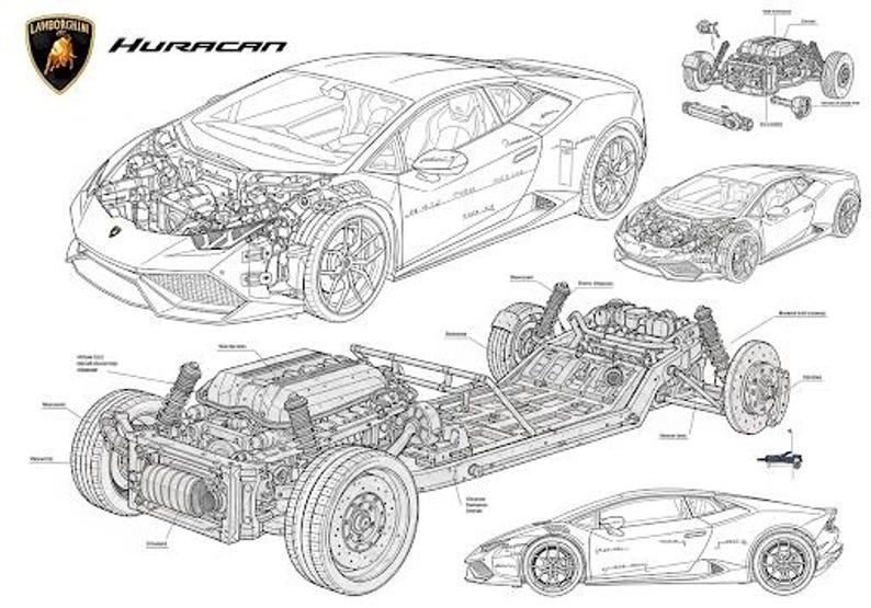 Sports Car Blueprint Art Prints | Automotive Technical Drawings Wall ...