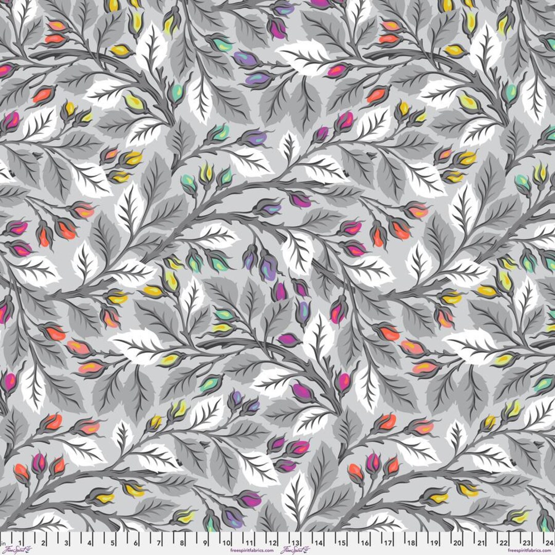 TULA Pink's Graywork 108" Wide Backing, Best Buds - Fog, 3 Yard Cut ...