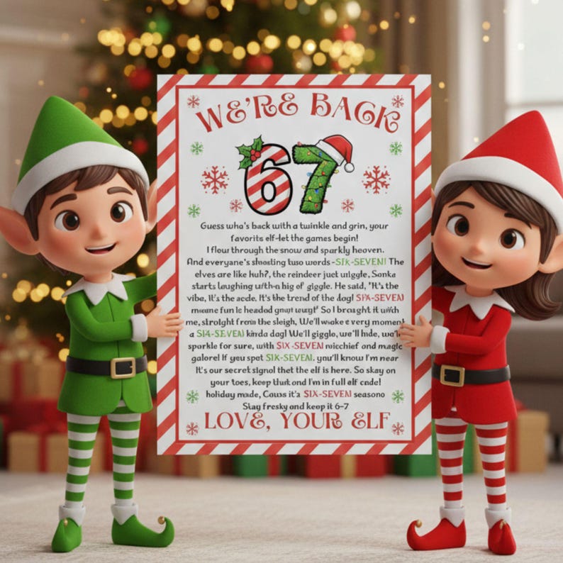 67 We're Back Elf Letter, 6 7 Elf Arrival Letter, Six Seven Trending ...