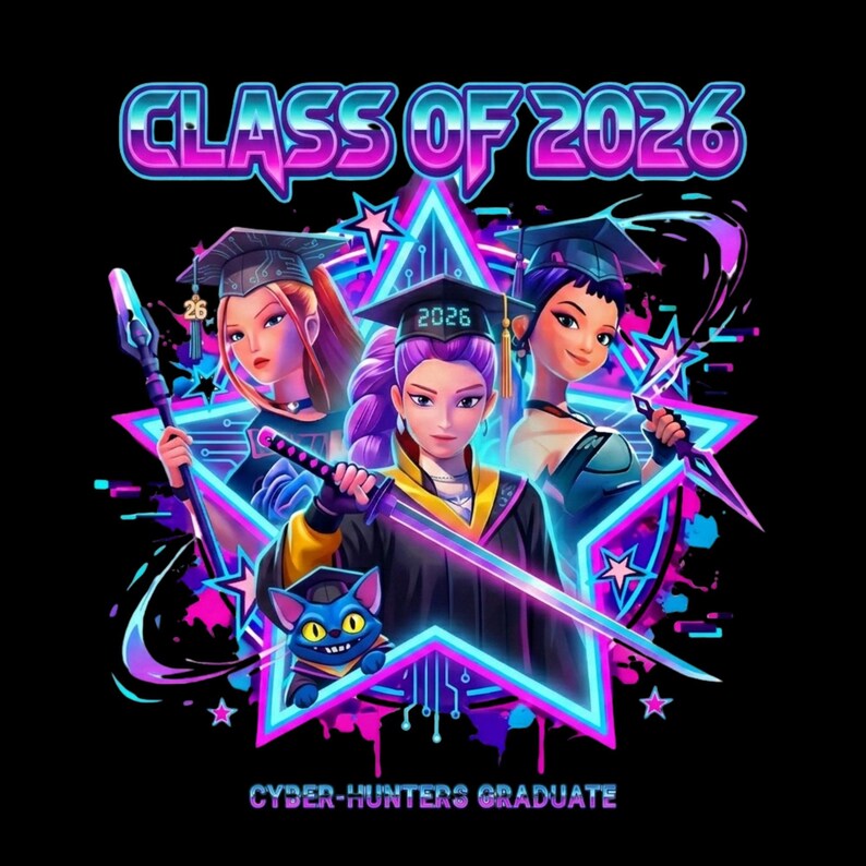 Huntrix Kpop Demon Hunters Graduation PNG, Kpop Idol Group Shirt Design ...