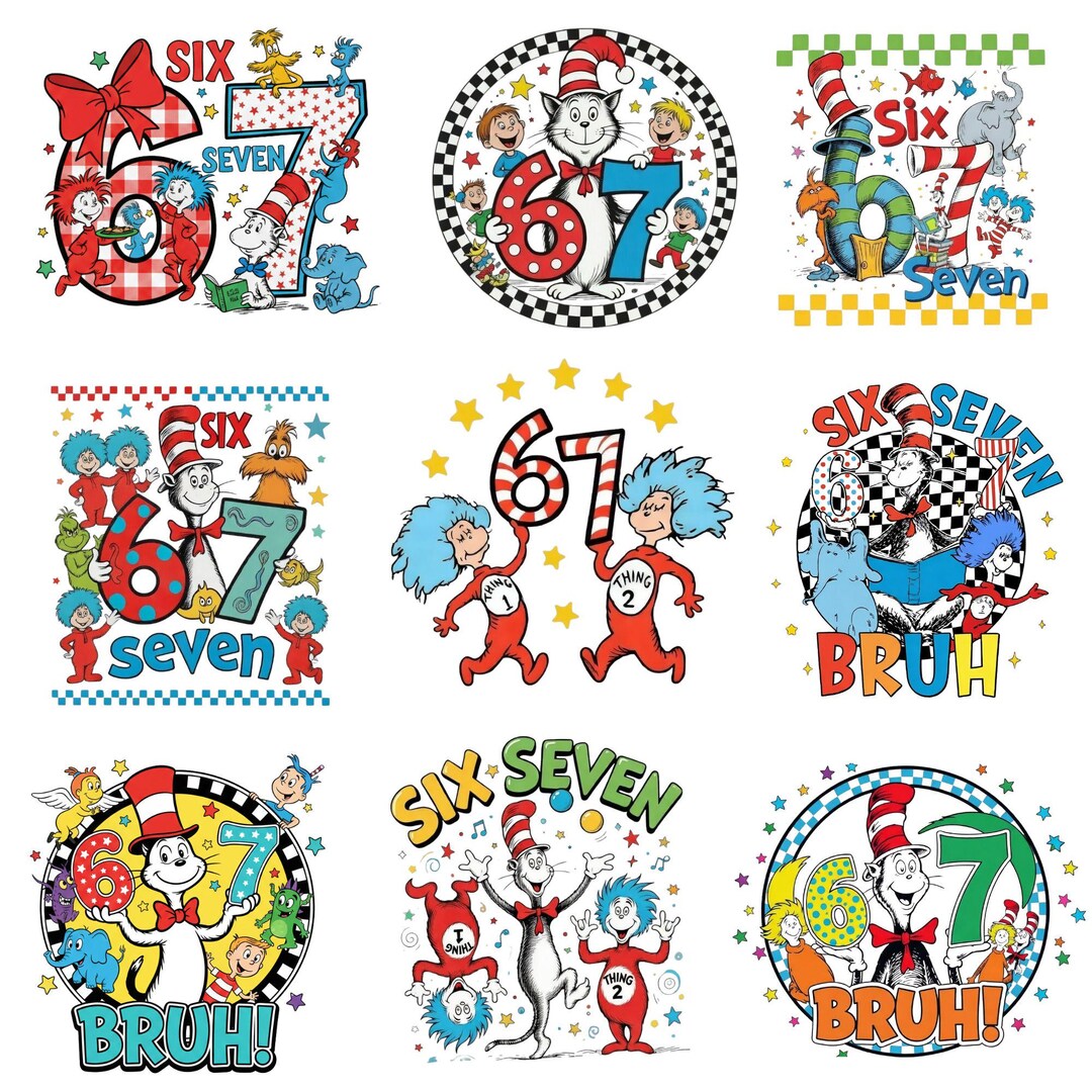 Dr. Seuss 6 7 PNG, Seis Siete El Gato Ensombrerado Png, Dibujos ...