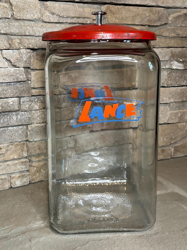 Vintage Lance Glass Cracker Jar With Metal Lid - Etsy