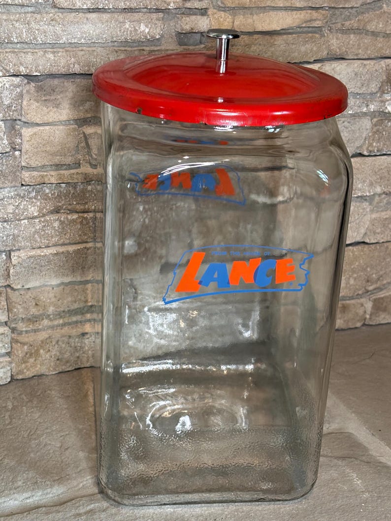 Vintage Lance Glass Cracker Jar With Metal Lid - Etsy