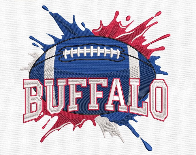 Buffalo Football Embroidery Design, Grunge Ink Style Machine File for ...