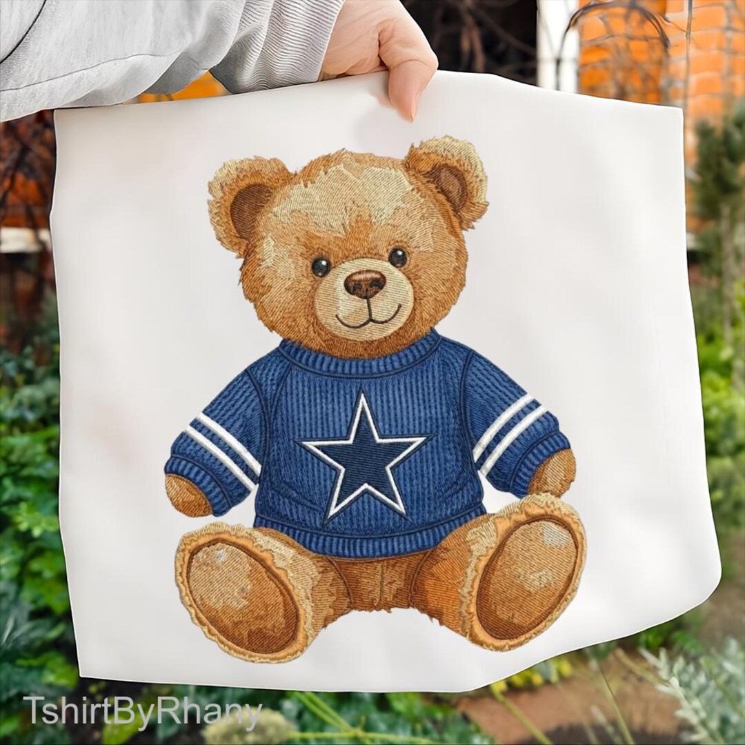 Dallas Football Teddy Bear Embroidery Design, Cute Bear Playing ...