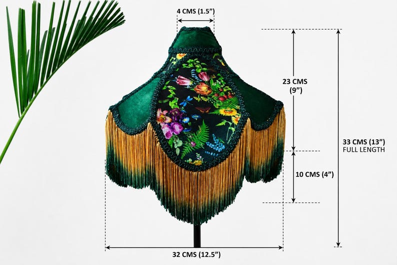 Midnight Jungle Victorian Dome Silk Velvet Shade, Dual Tone Fringe ...