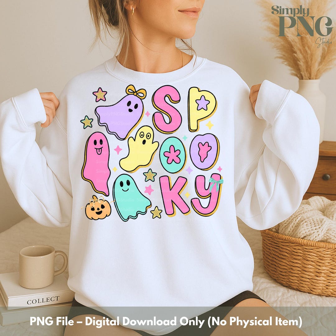 Spooky Preppy Ghost PNG : Halloween Pastel Ghost Pumpkin (digital ...