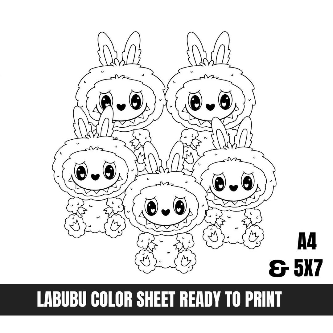 Labubu Coloring Page –printable Page, Cute Labubu Coloring Page ...