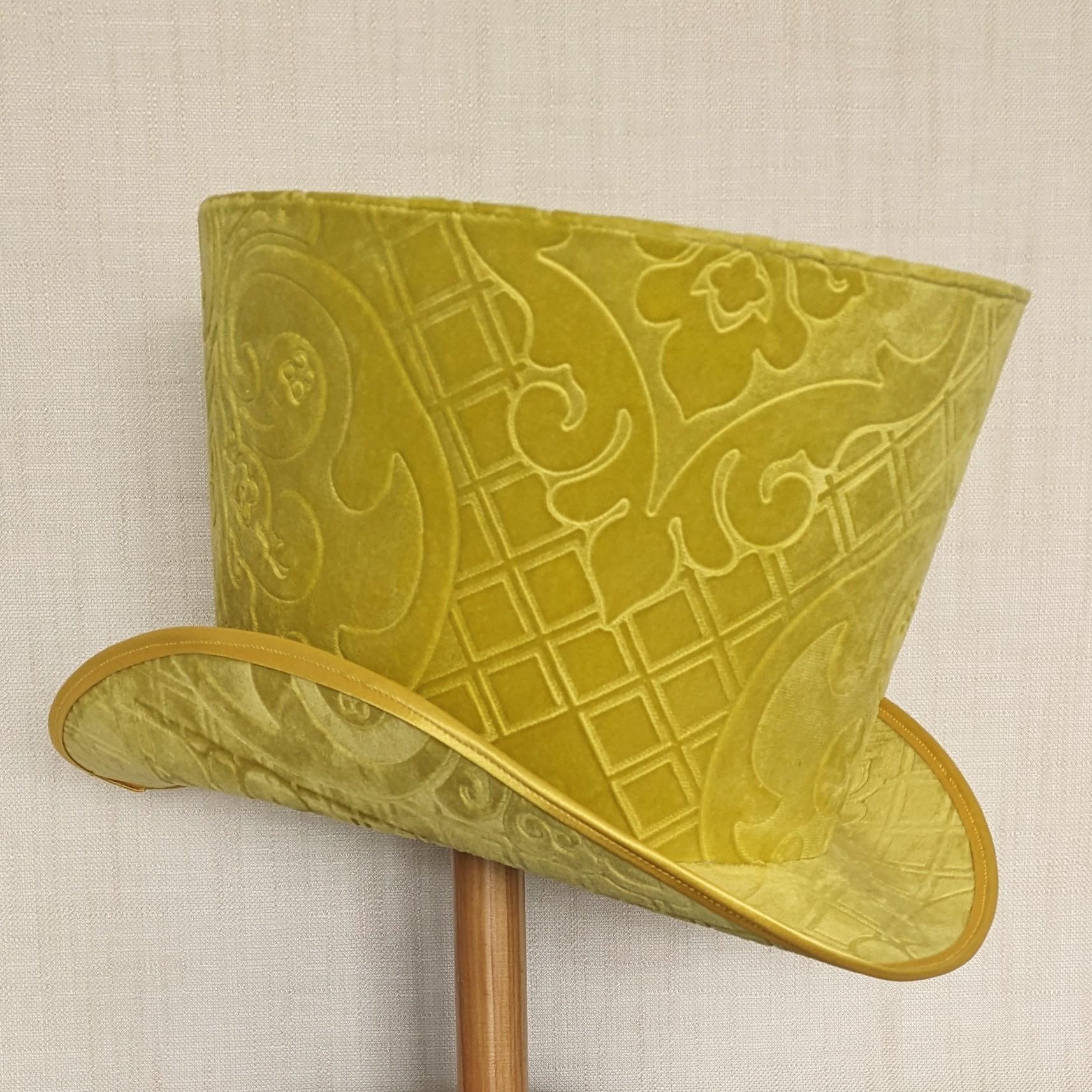 Yellow Top Hat, Yellow Brocade Top Hat, Bright Top Hat, Festival Hat ...