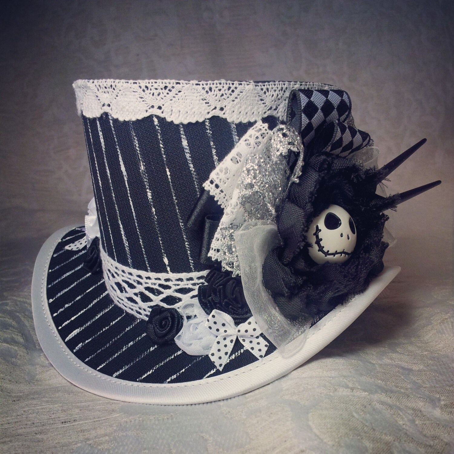 Black and White Hat Gothic Mini Top Hat Gothic Lolita Dark - Etsy
