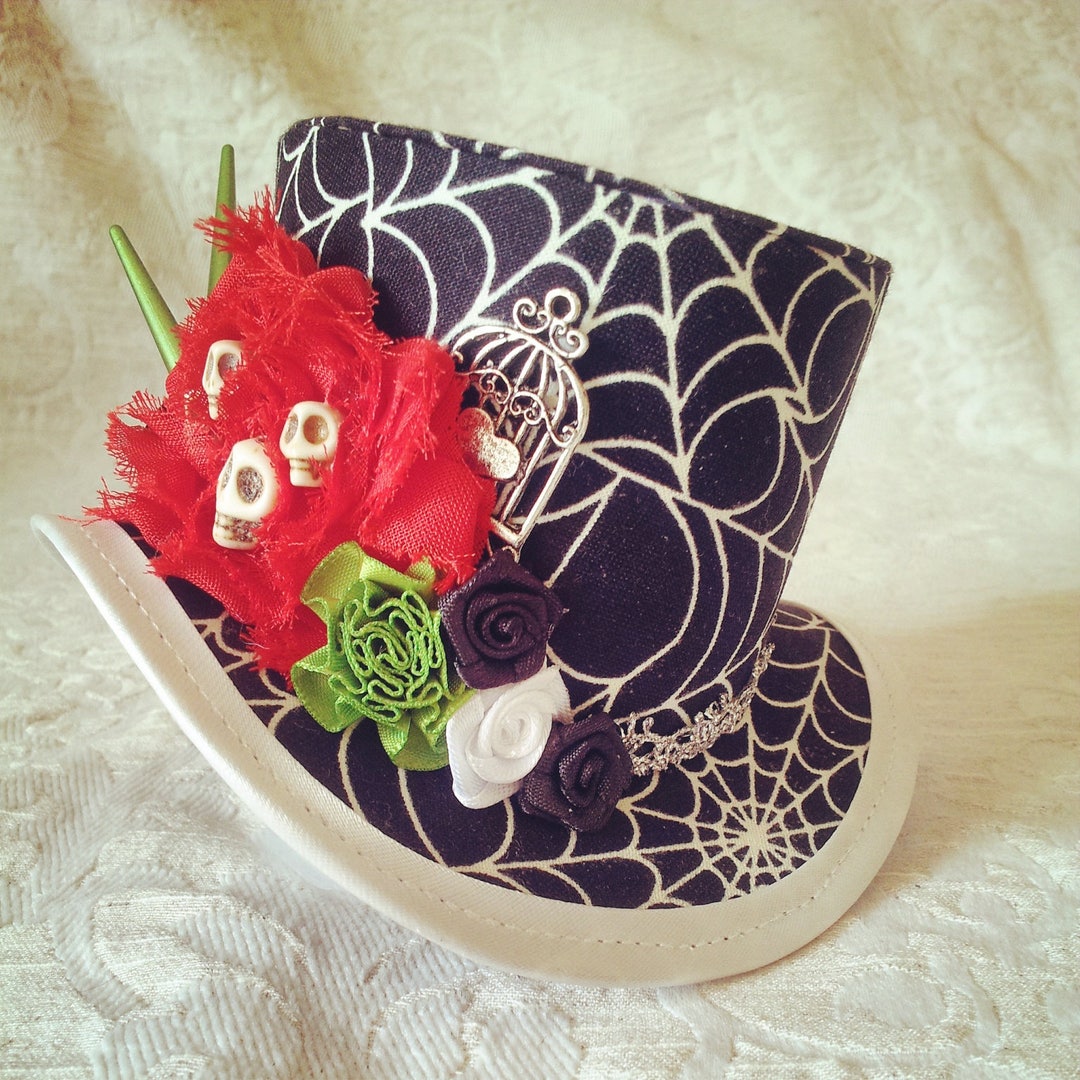 Halloween Mini Top Hat, Spider Top Hat, Mini Top Hat, Spiderweb Mini ...