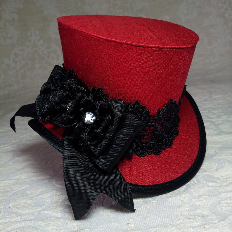 Red Mini Top Hat Steampunk hat Vampire bride Gothic Lolita | Etsy