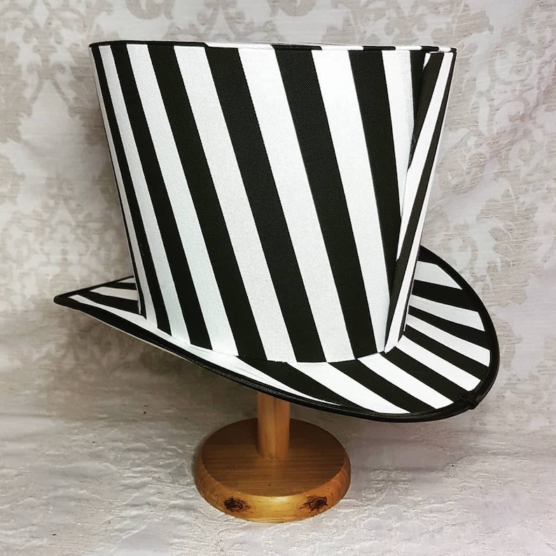 Striped Hat Undecorated Top Hat Black and White Full Size - Etsy