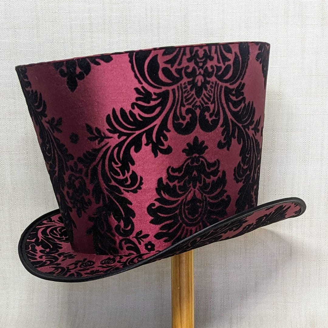 Red and Black Top Hat, Burgundy and Black Top Hat, Red and Black Hat ...