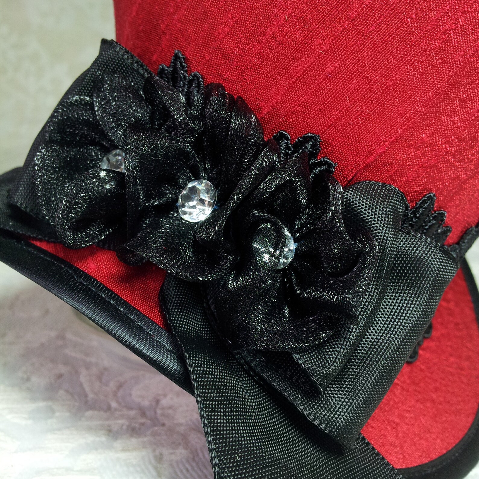 Red Mini Top Hat, Steampunk Hat, Vampire Bride, Gothic Lolita Hat ...