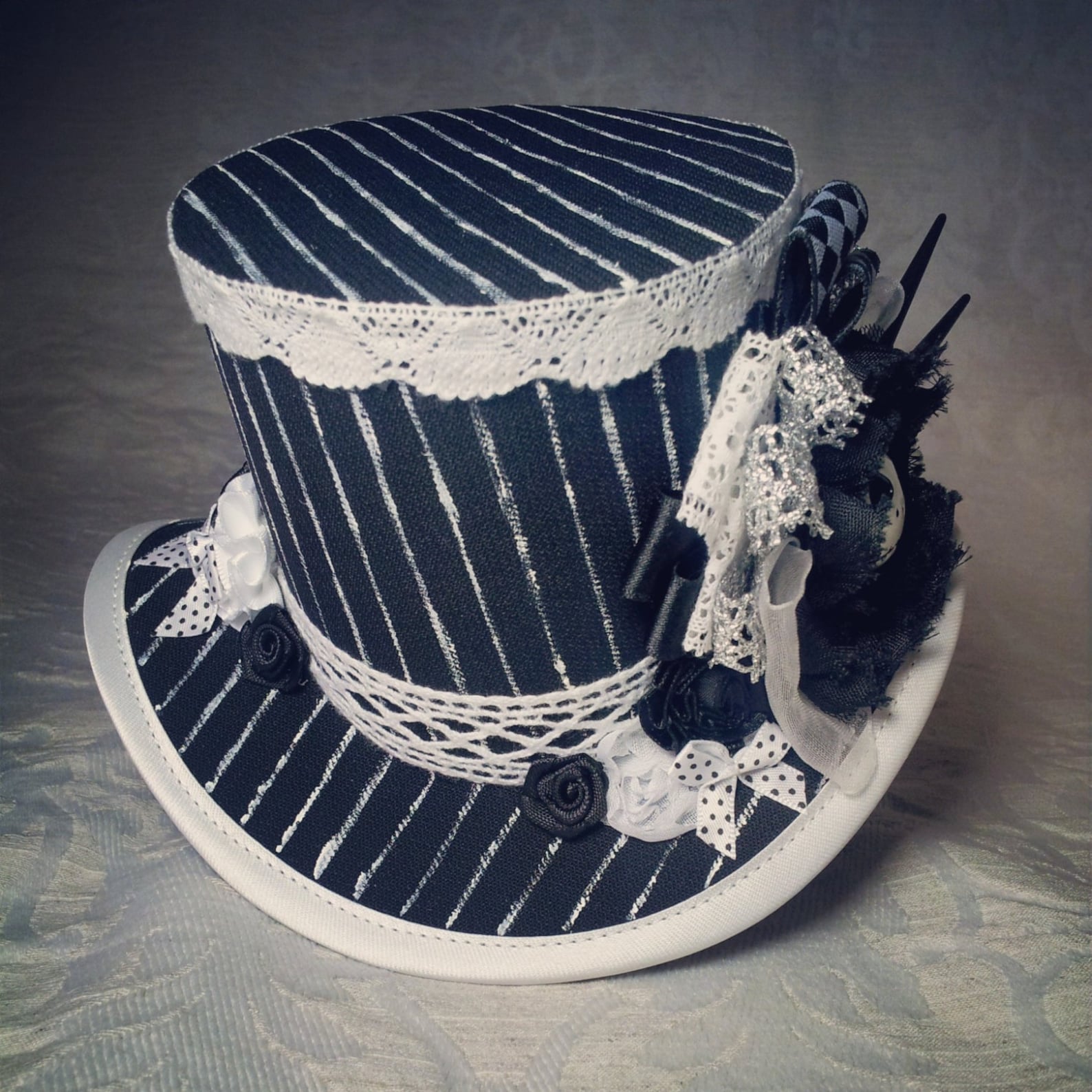 Black and White Hat Gothic Mini Top Hat Gothic Lolita Dark - Etsy