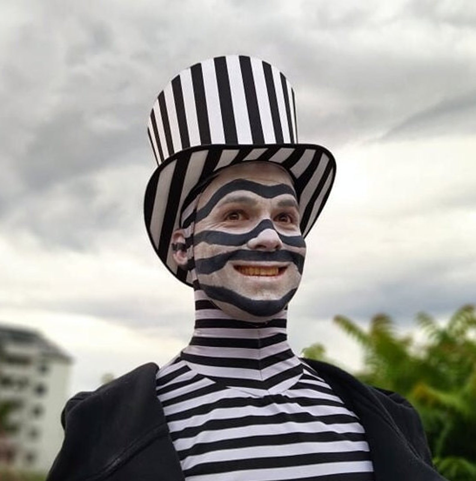 Striped Hat, Undecorated Top Hat, Black and White Hat, Full Size Top ...