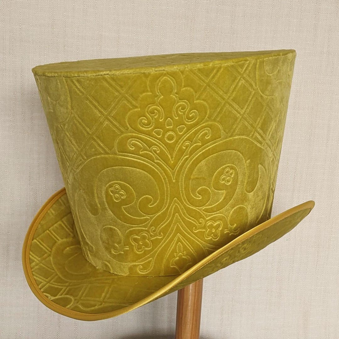 Yellow Top Hat, Yellow Brocade Top Hat, Bright Top Hat, Festival Hat ...