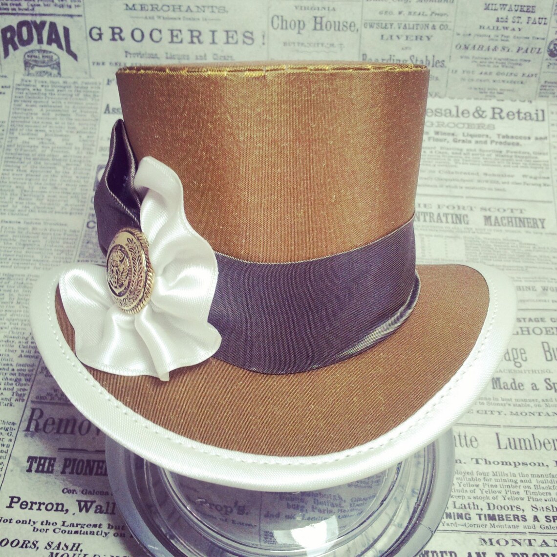 Gold mini hat Silk mini top hat Golden mini hat Cream and | Etsy
