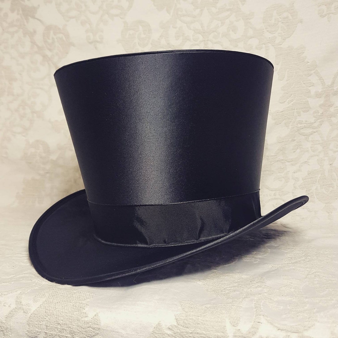 Black Satin Top Hat for Showman, Ringmaster, Steampunk Costumer or ...