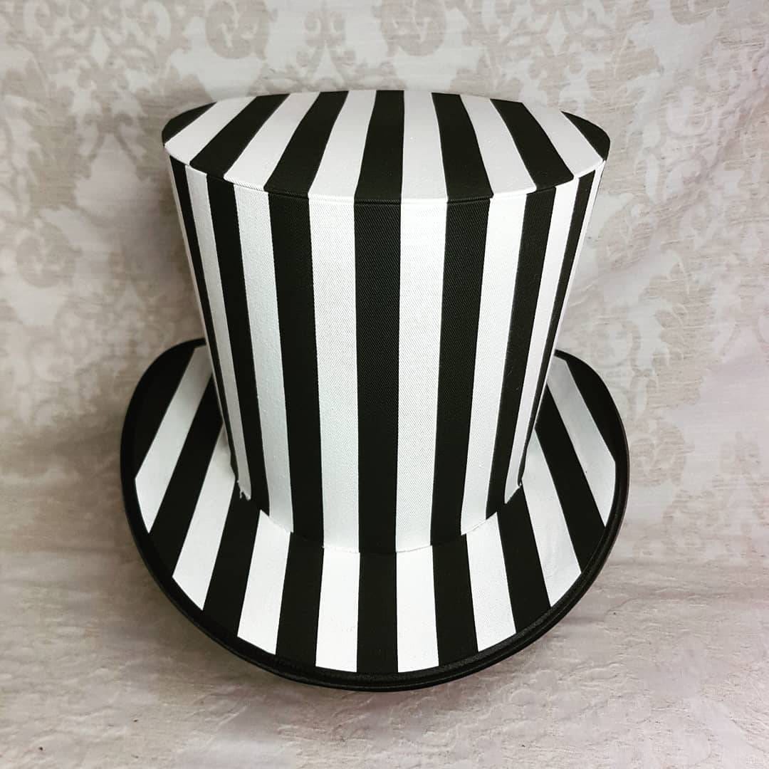 Striped Hat Undecorated Top Hat Black and White Full Size - Etsy