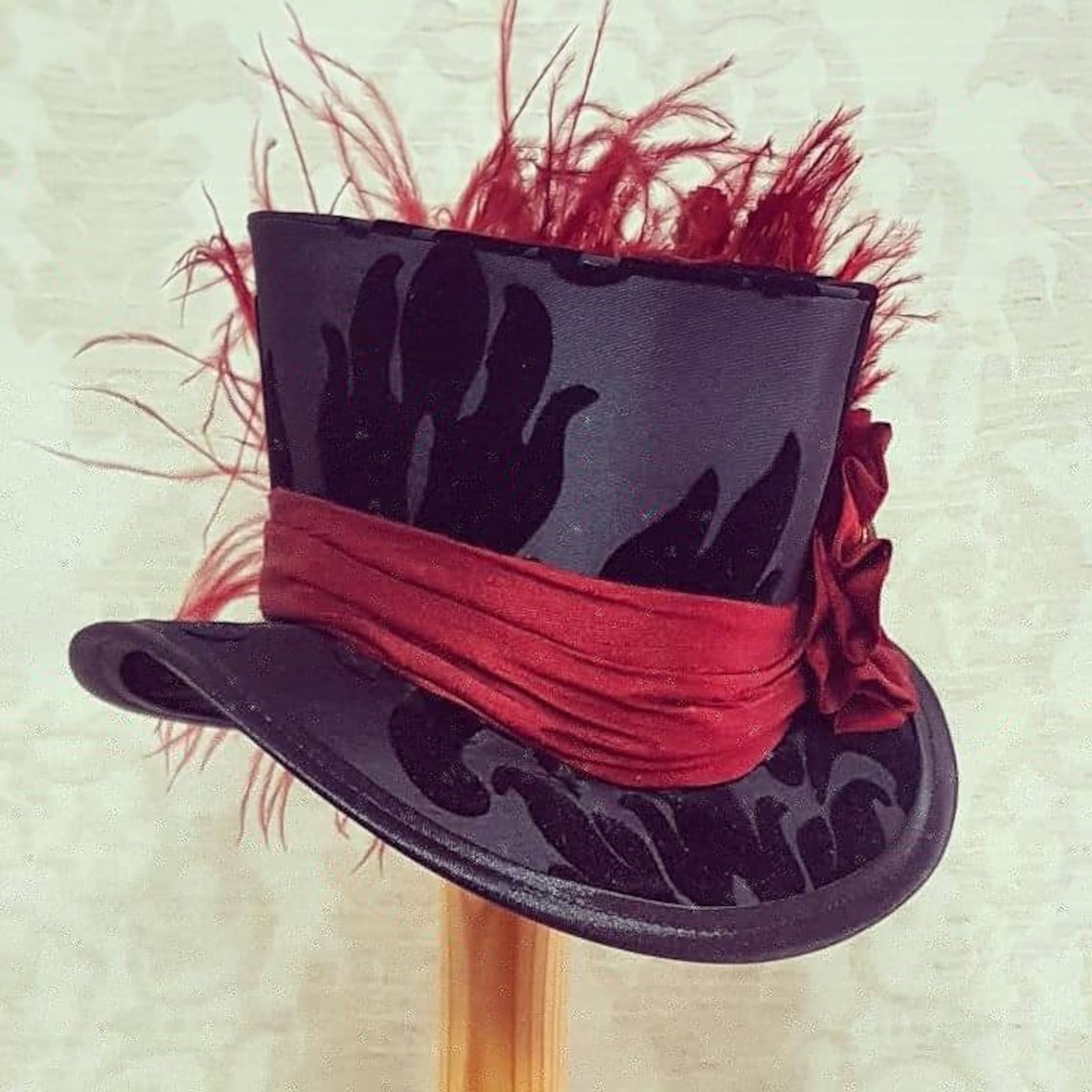Black and Red Steampunk Hat Mini Top Hat Victorian Gothic | Etsy