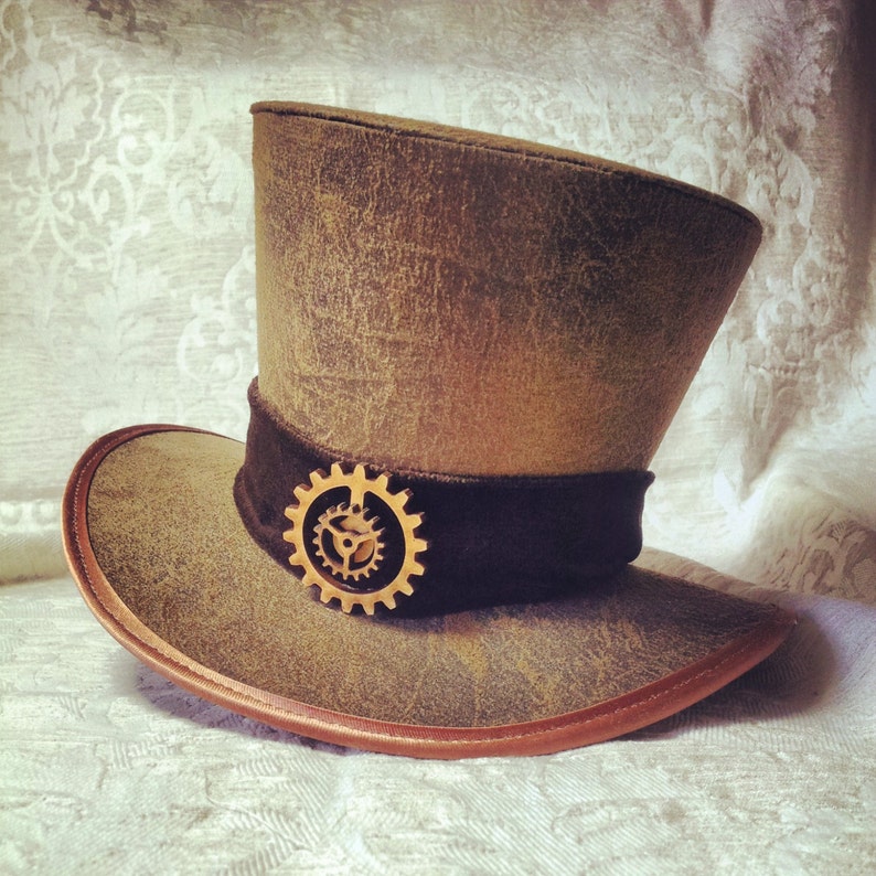 Brown Leather Steampunk Hat LARP Top Hat Aristocrat Lolita - Etsy