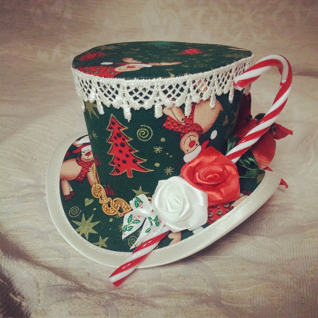 Christmas Mini Top Hat, Holiday Party Hat, Candy Cane Decor - Etsy