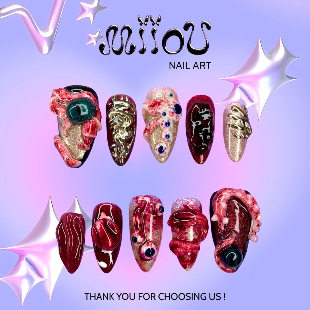 Pink Octopus Monster Nails, Creepy Cute Halloween Nail Art With 3D ...