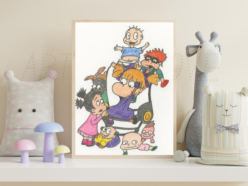 Rugrats Fan Art Drawing | Hand-drawn Colored Pencil Cartoon Wall Art by ...